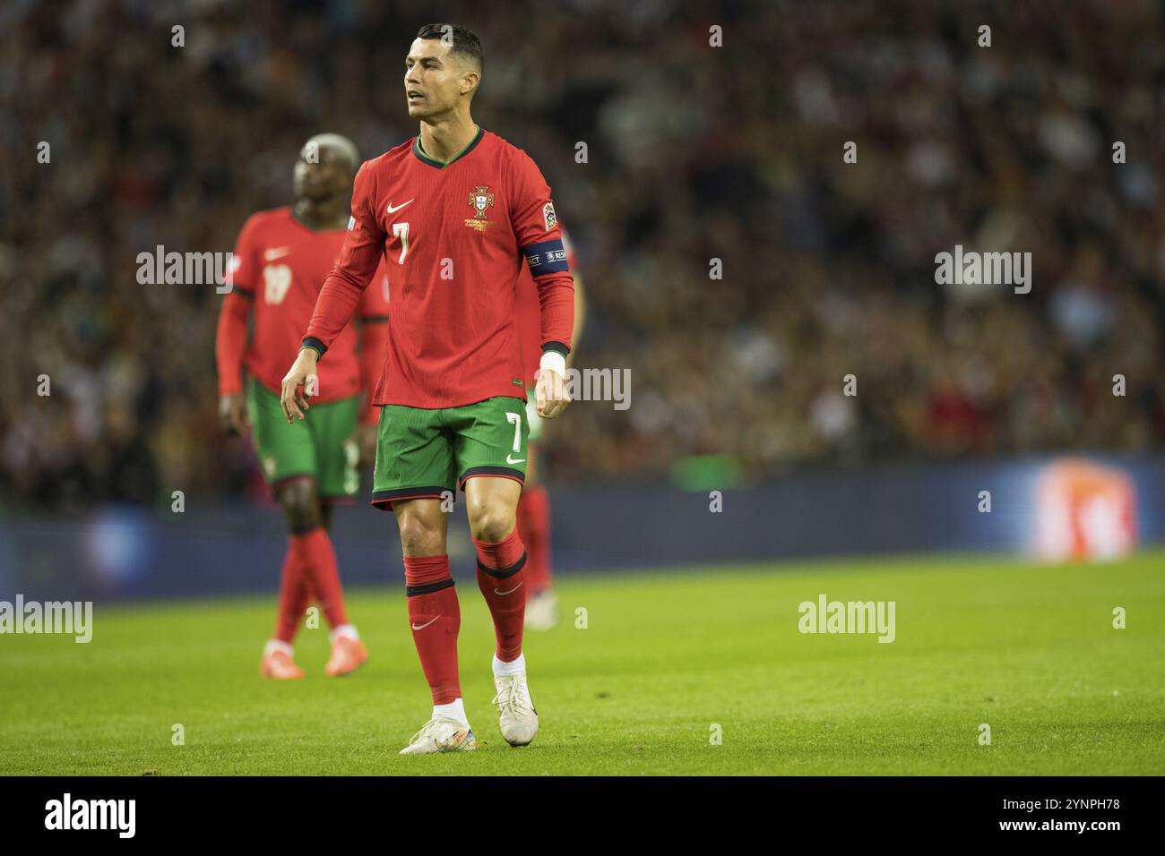 Football match, captain Cristiano RONALDO CR7 Portugal has just taken a ...