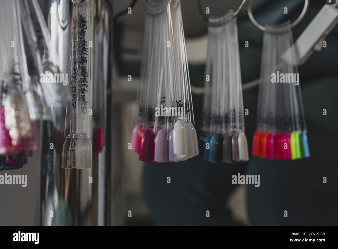 Nail salon color chart for customer selection Stock Photo - Alamy