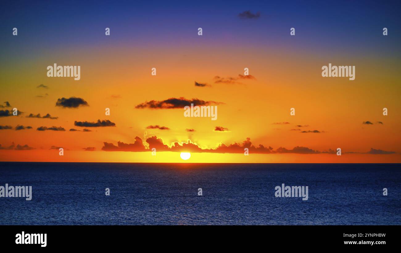 Sunset with a view of the sea off Grenada in the Caribbean Stock Photo ...