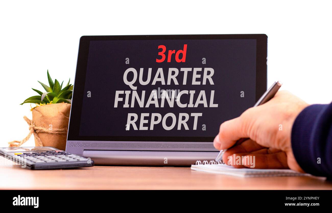3rd quarter financial report symbol. Concept words 3rd quarter ...