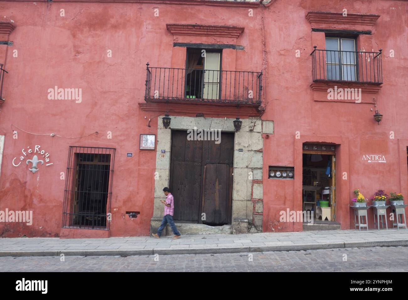 Facade of old style a mexican house. Oaxaca, Oaxaca. Mexico Stock Photo ...