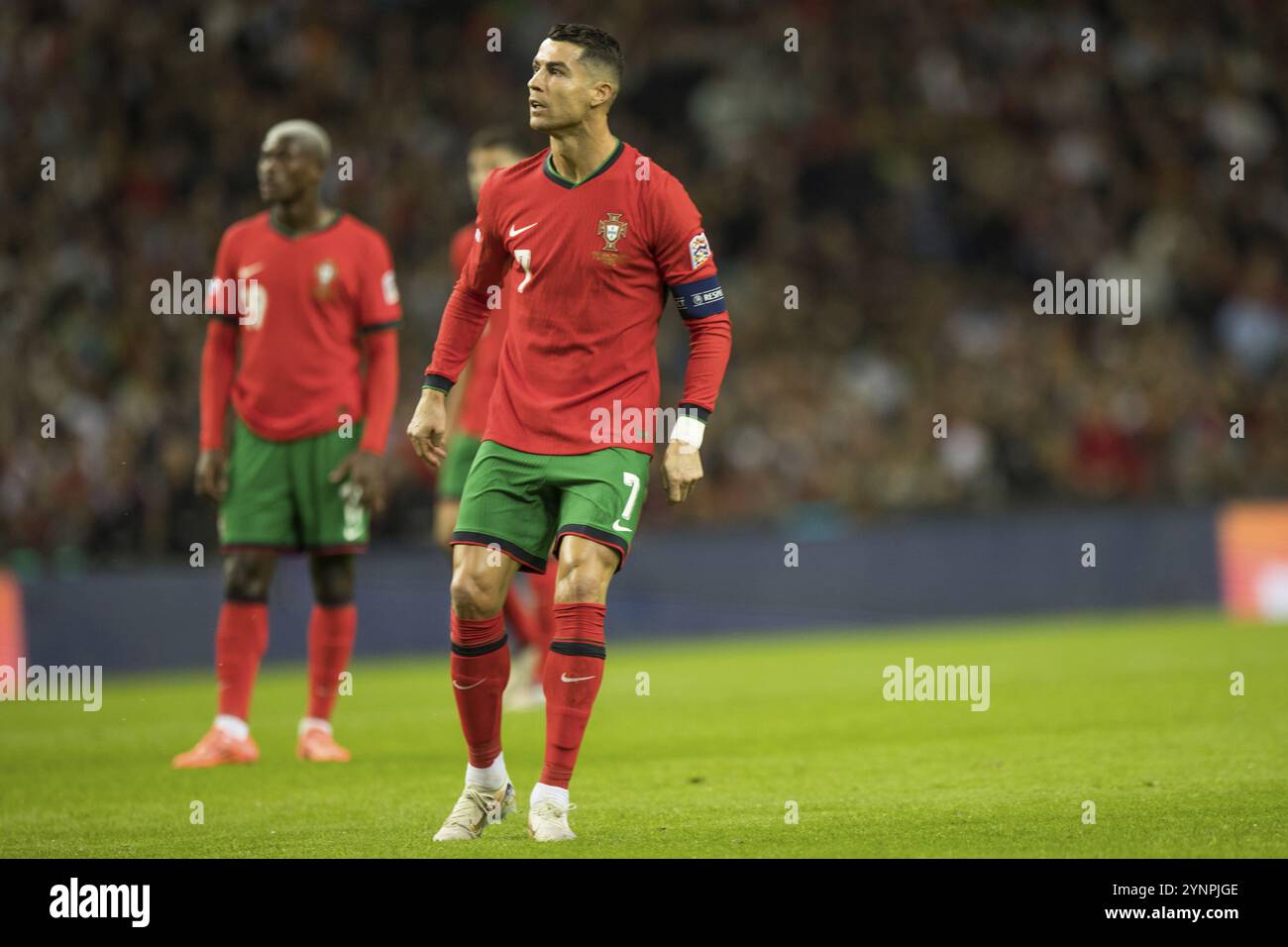 Football match, captain Cristiano RONALDO CR7 Portugal has just taken a ...