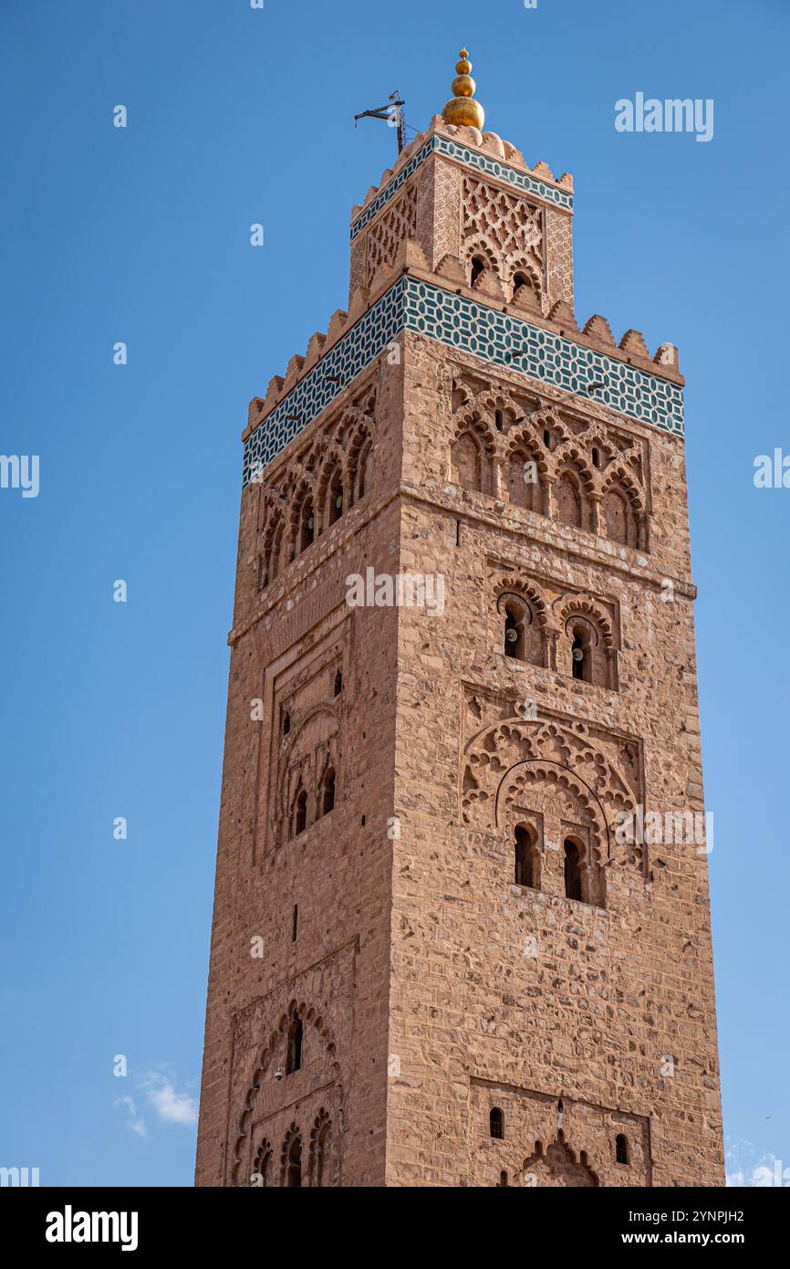 Daytime Close Up View of the Tower of the Koutoubia Mosque in Marrakech ...