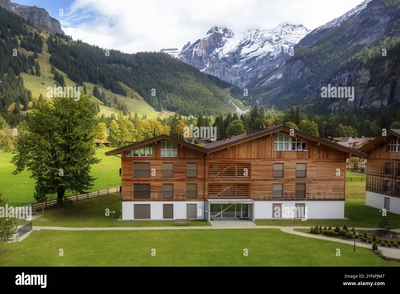 Wooden chalet in Kandersteg village, Canton Bern, Switzerland, Europe ...