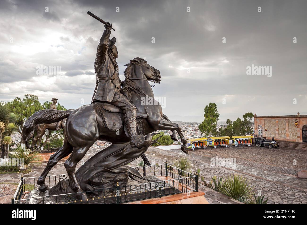 Equestrian statue of General Francisco Villa represent the taking of ...