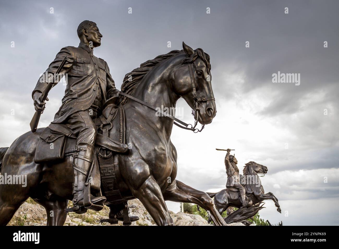 Equestrian statue of General Panfilo Natera represent the taking of ...
