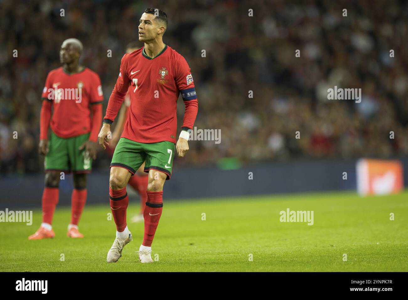 Football match, captain Cristiano RONALDO CR7 Portugal has just taken a ...