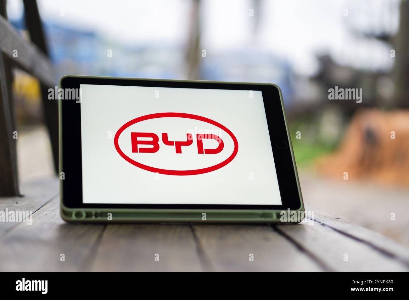 The BYD logo is displayed on a smart phone Stock Photo - Alamy