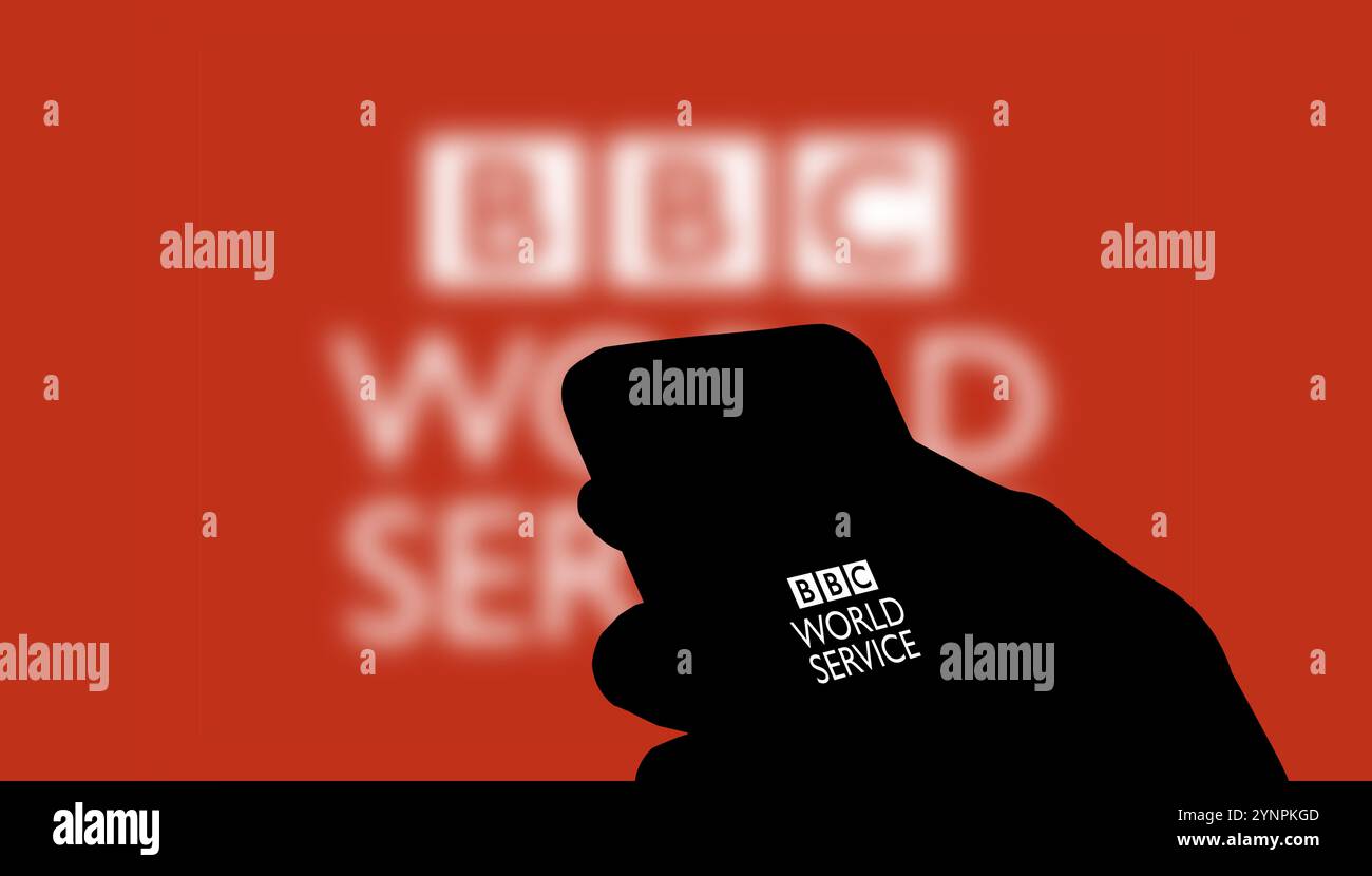 BBC News logo on smartphone screen with breaking news background Stock ...