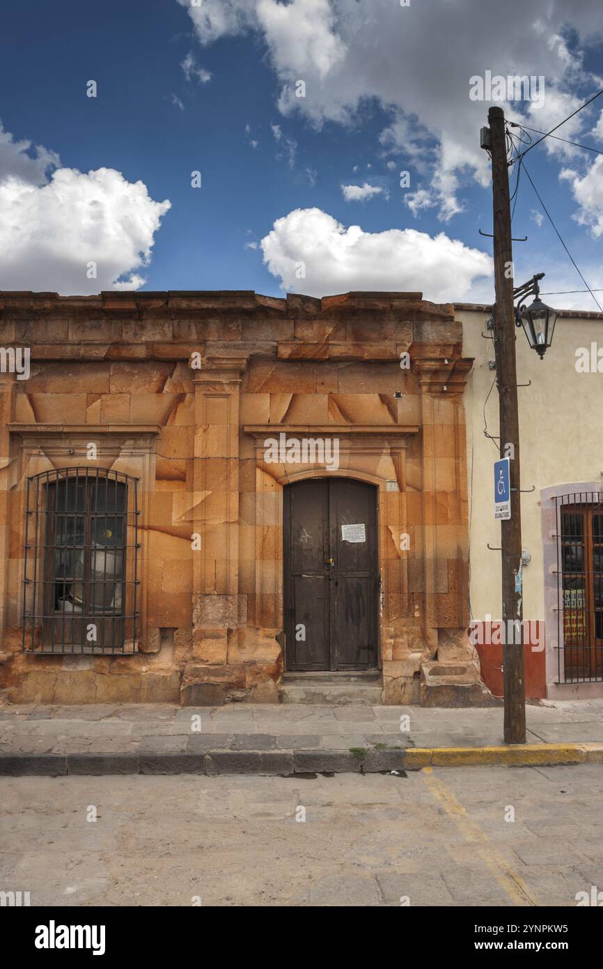 Typical house made with cantera red rock. Zacatecas, ZAC. Mexico Stock ...