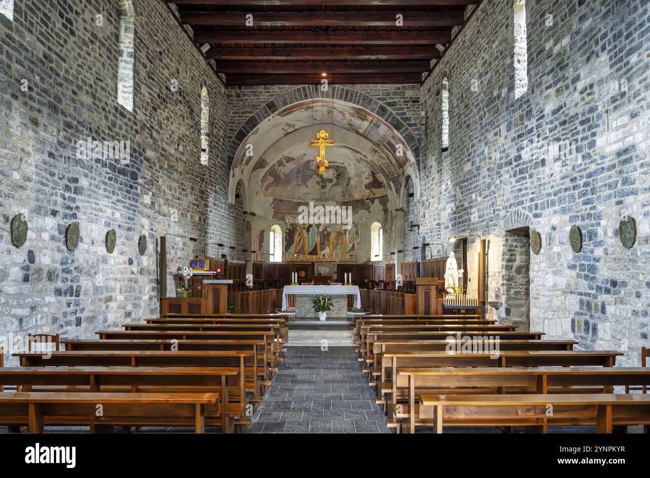 A view of the Abbazia di Piona monastery on Lake Como in Italy in ...