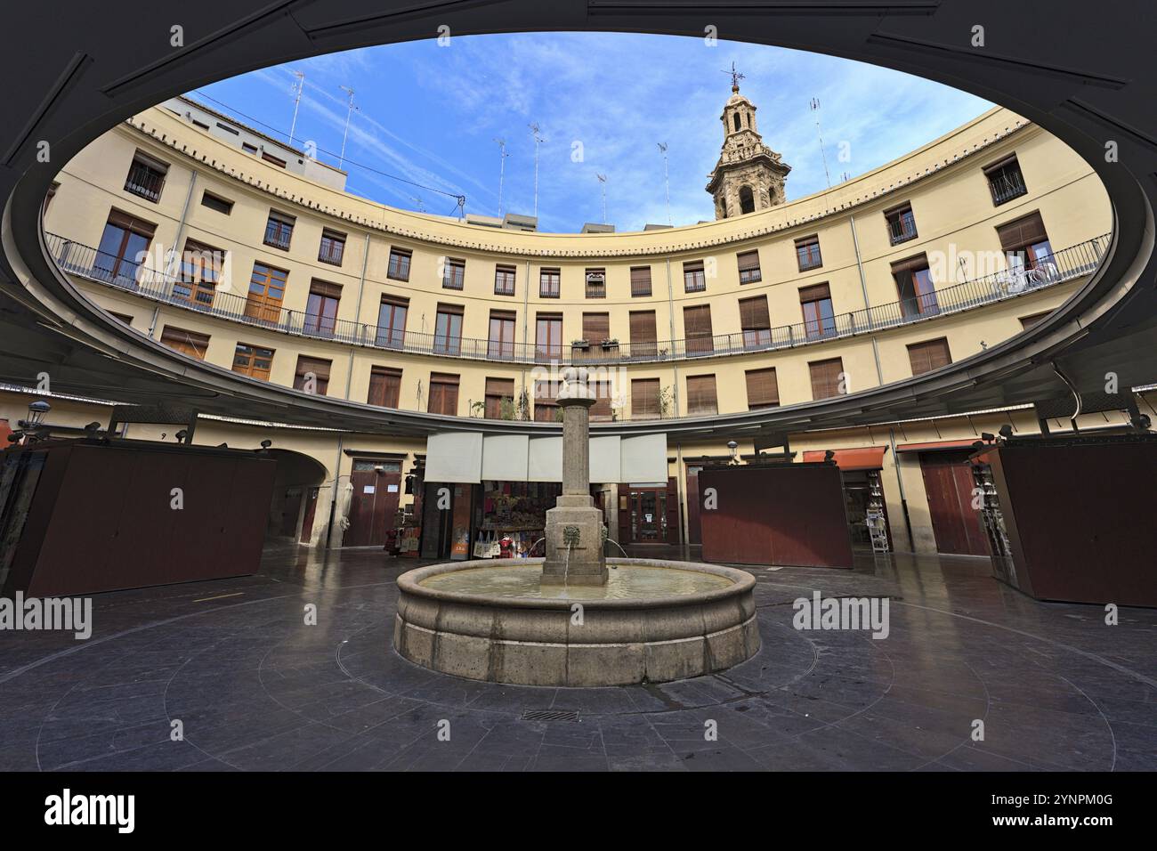 Placa Redona in Valencia with view on the tower of the church of Santa ...