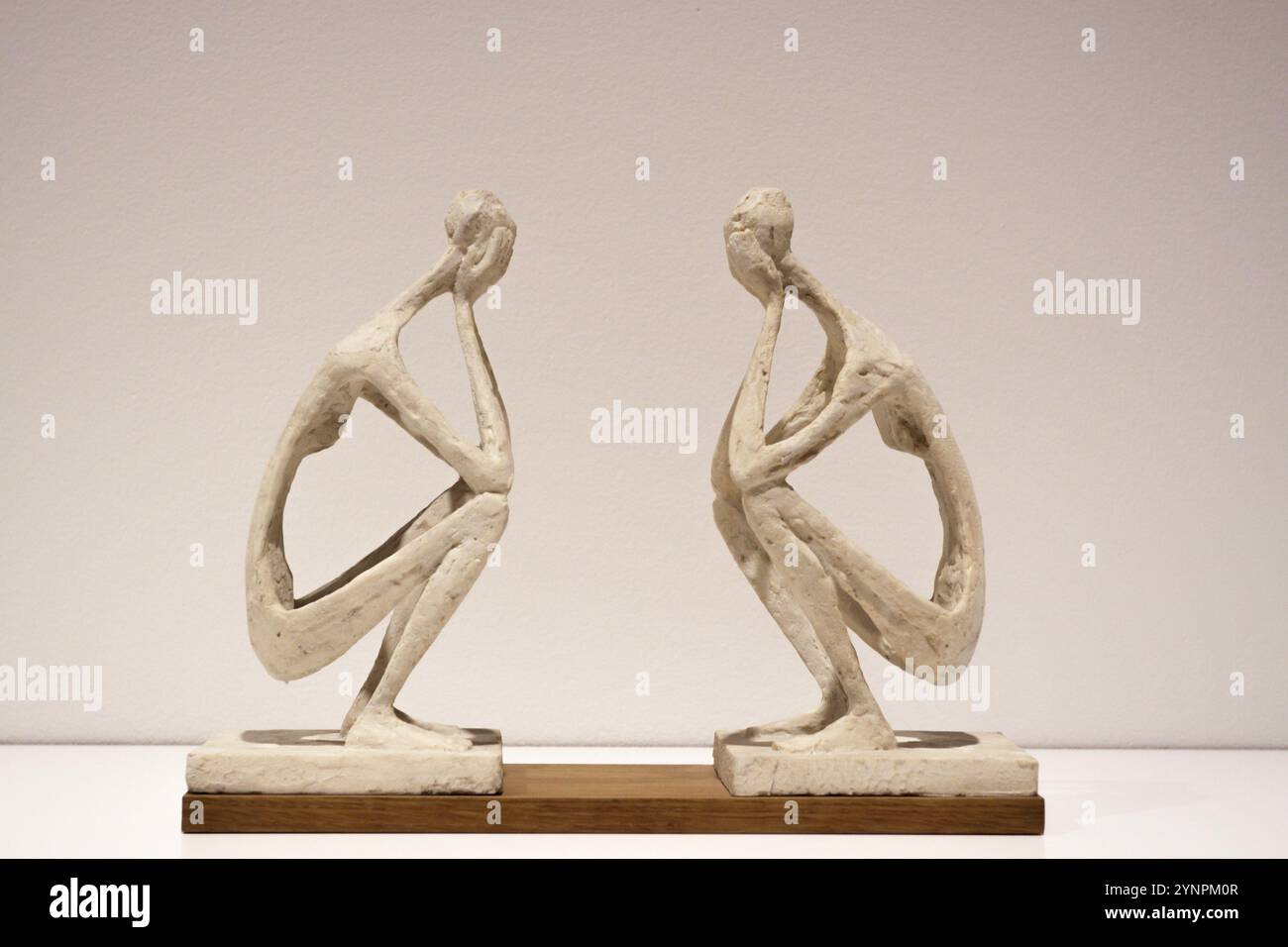 Abstract human form sculptures in an art gallery. Oslo, Ostlandet ...