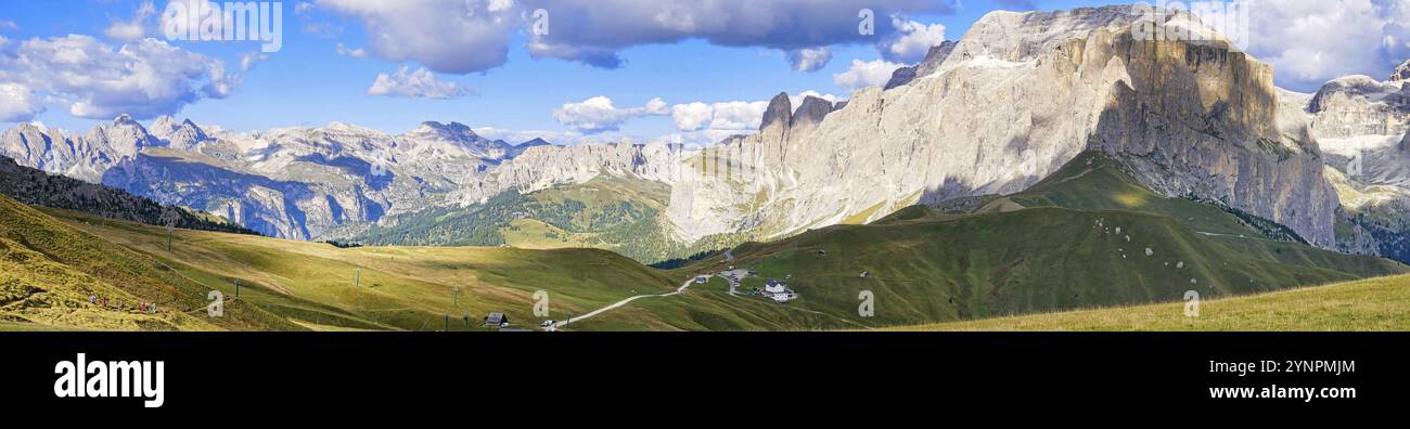 Dolomite summit with Sella massif Stock Photo - Alamy