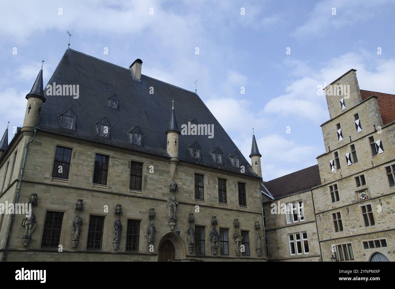 Historic Renaissance-style building with striking towers and facade ...