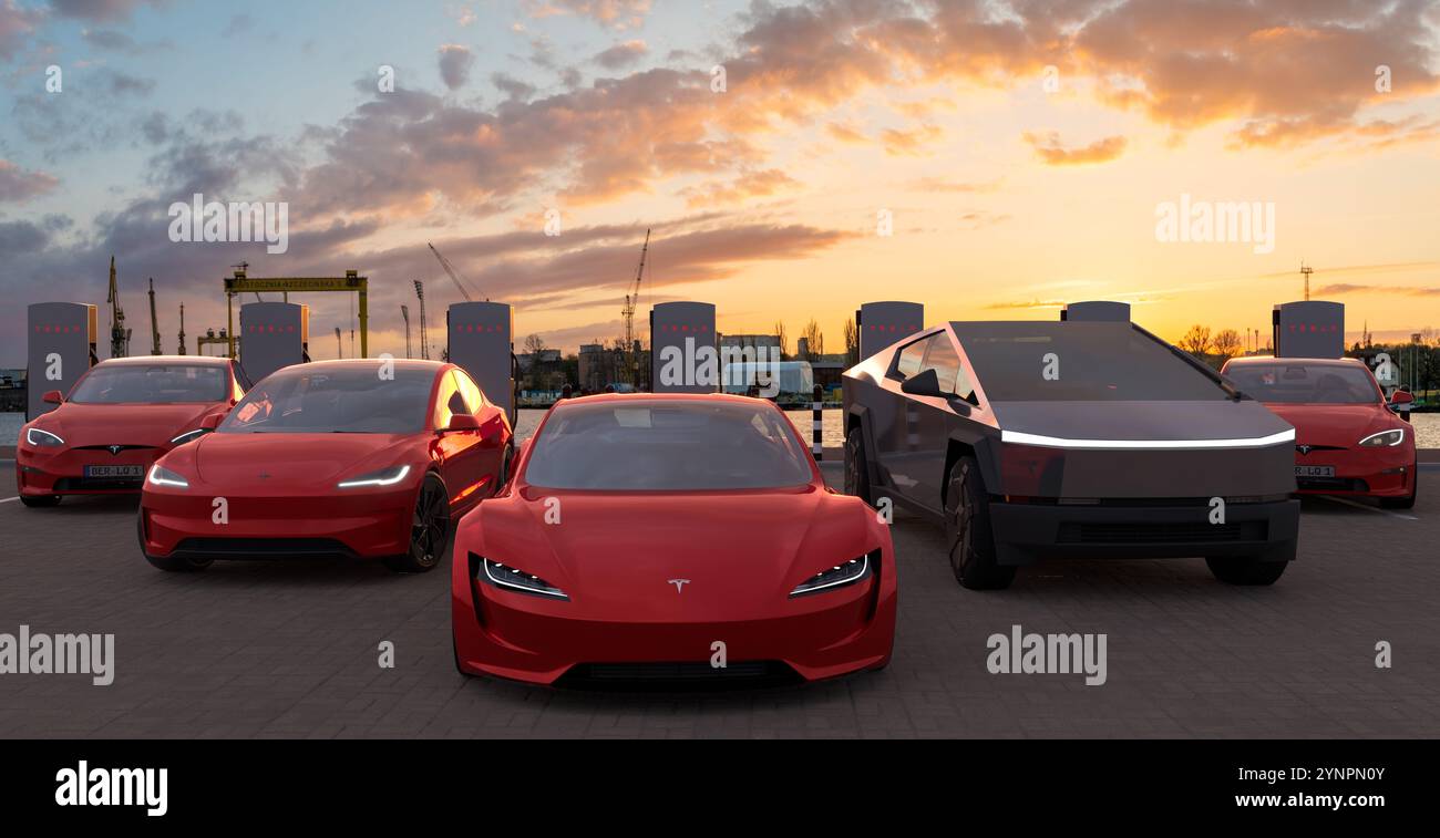 Tesla electric car models at charging station Stock Photo - Alamy
