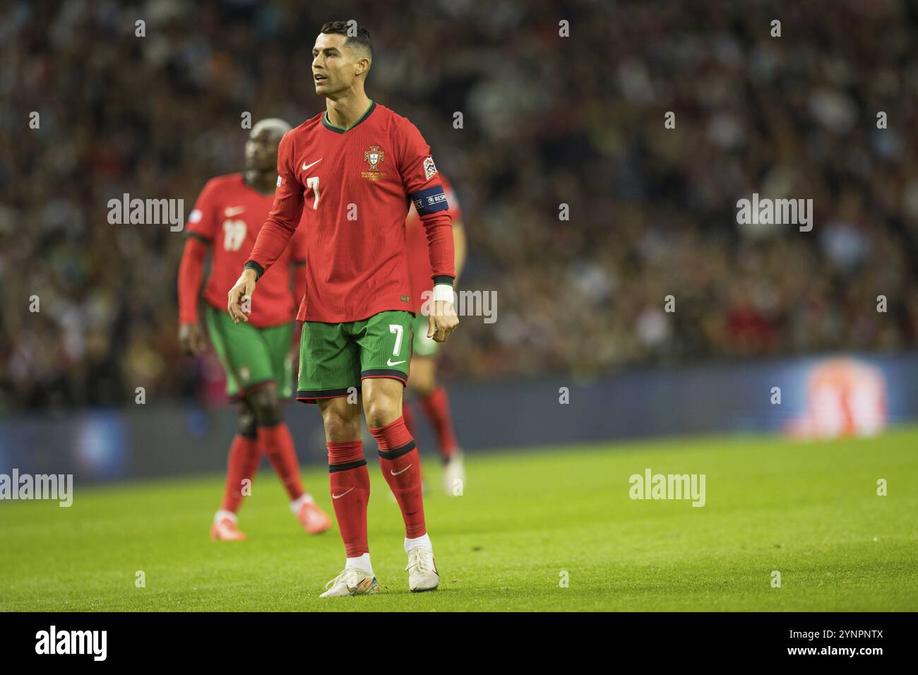 Football match, captain Cristiano RONALDO CR7 Portugal has just taken a ...