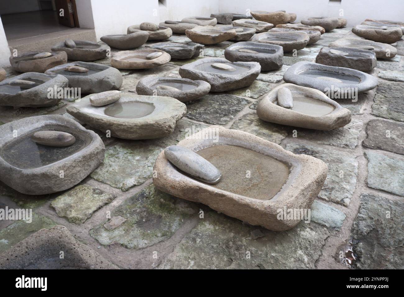 Old rock for grind the mais named metate. Oaxaca, Oaxaca. Mexico Stock ...