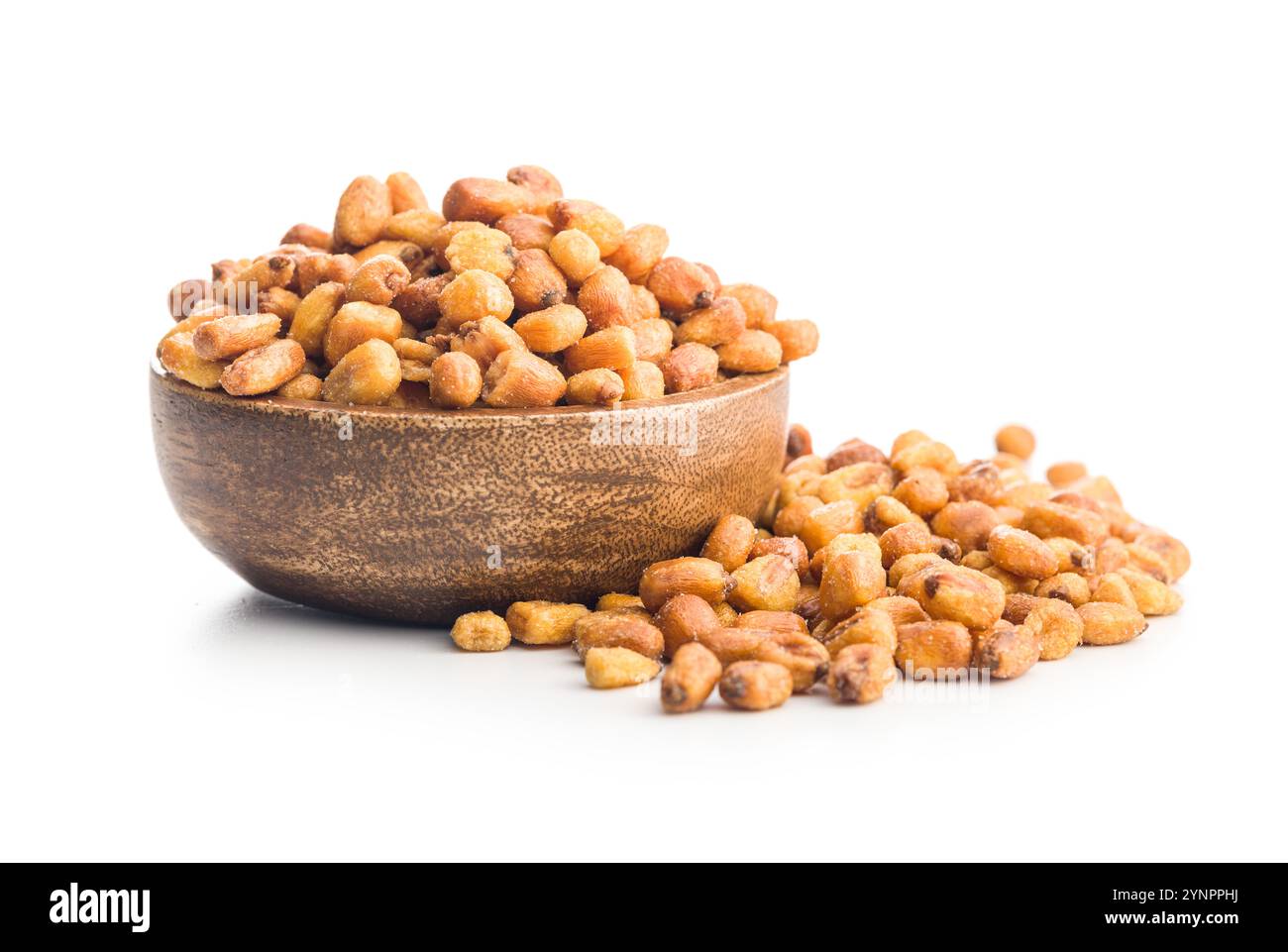 Roasted salted corn snack in bowl isolated on a white background Stock ...