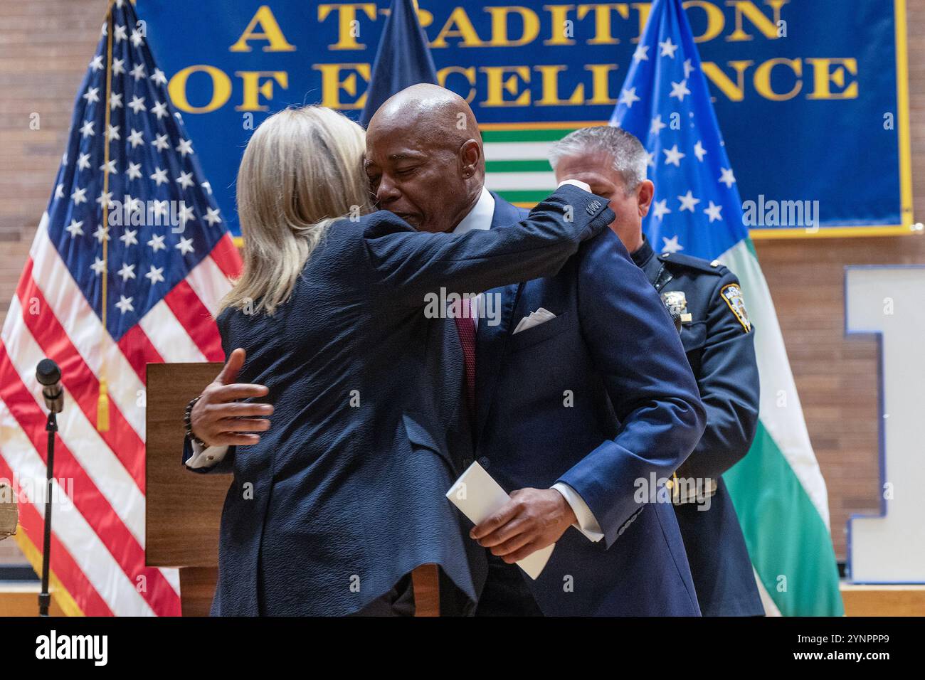 New York, United States. 25th Nov, 2024. Jessica Tisch hugged by Eric ...
