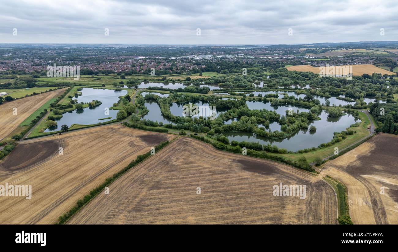 Aerial view of Bittern Bench, RSPB Middleton Lakes (CV9), Warwickshire ...