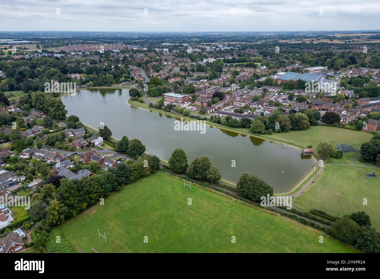 Aerial view of Stowe Pool in Lichfield, Staffordshire, UK Stock Photo ...