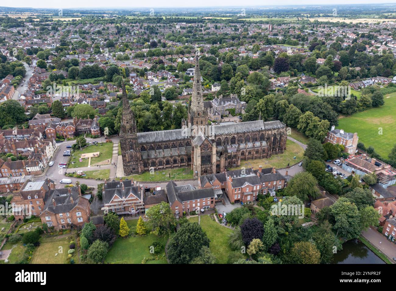 Aerial view of Lichfield Cathedral, Lichfield, Staffordshire, UK Stock ...