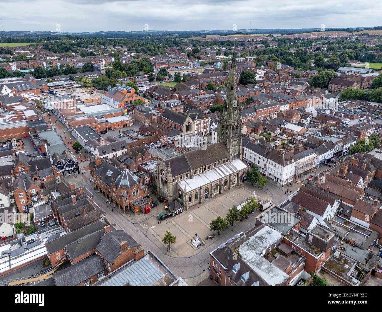 Aerial view of the former St Mary's Church in the town centre of ...