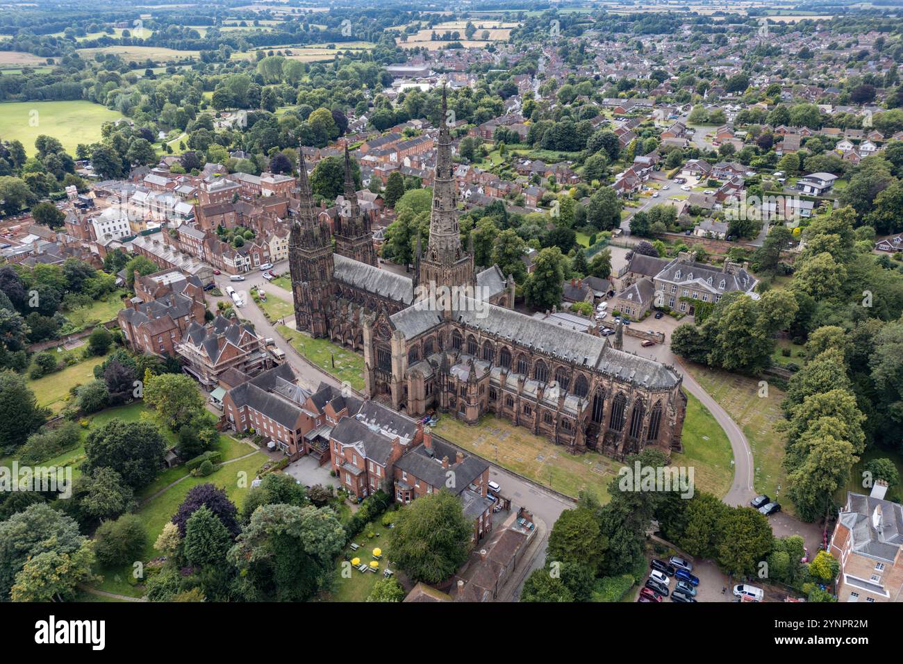 Aerial view of Lichfield Cathedral, Lichfield, Staffordshire, UK Stock ...