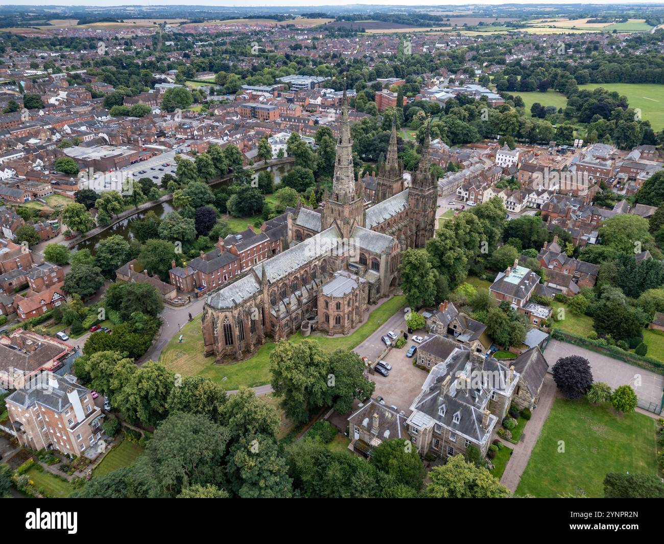 Aerial view of Lichfield Cathedral, Lichfield, Staffordshire, UK Stock ...