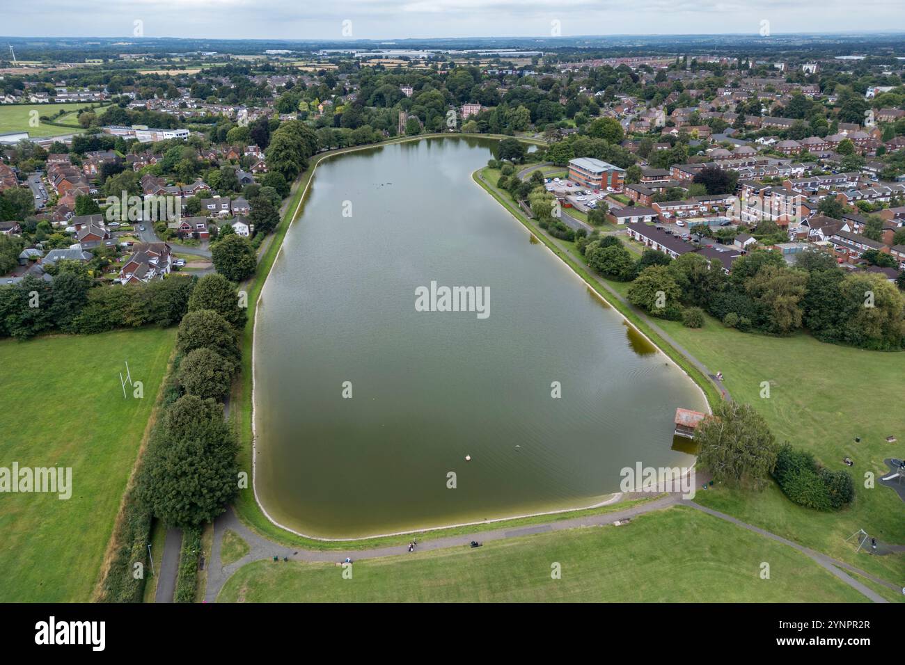 Aerial view of Stowe Pool in Lichfield, Staffordshire, UK Stock Photo ...