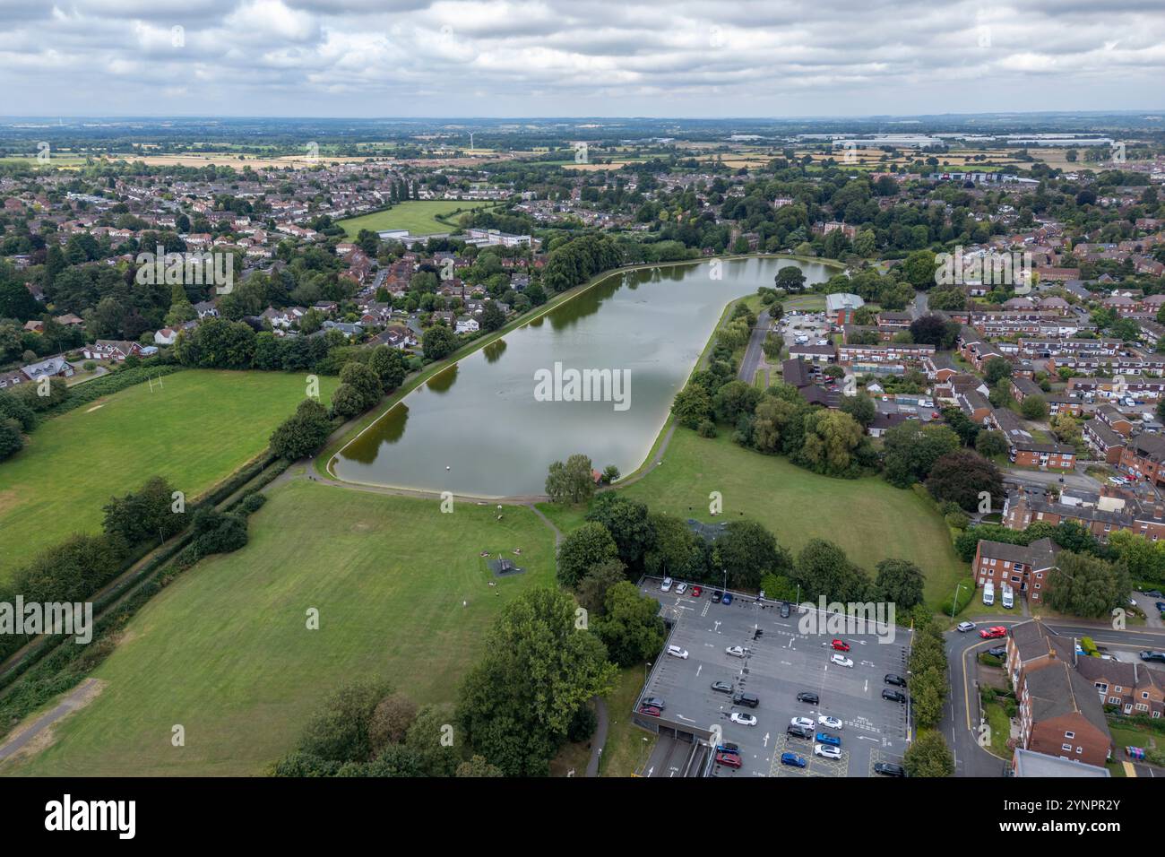Aerial view of Stowe Pool in Lichfield, Staffordshire, UK Stock Photo ...