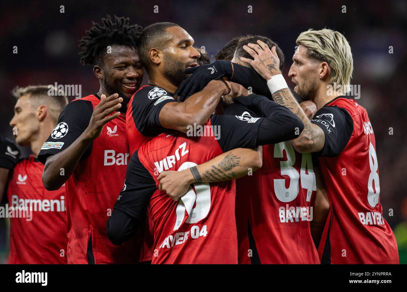 Leverkusen, Germany. 26th Nov 2024. . Goal celebration: Edmond Tapsoba ...