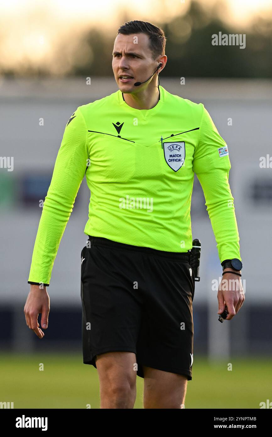 Manchester, England, 26th November 2024. Referee Alessandro Dudic ...