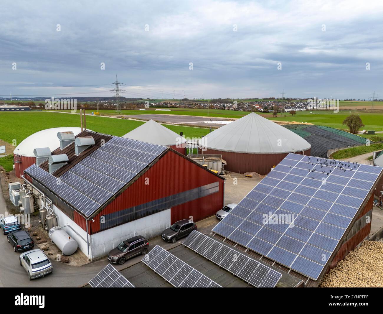 Biogas plant produces gas from various biomass, here the sugar beet ...