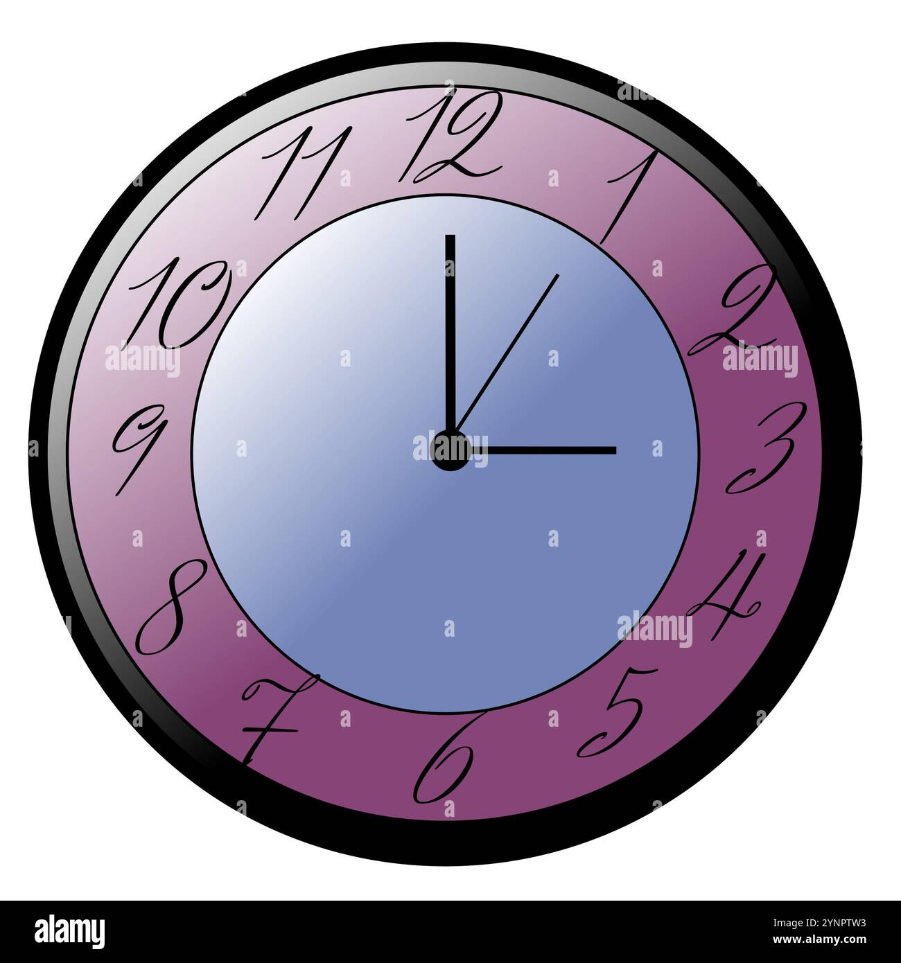 Clock showing three o'clock isolated on white background Stock Photo ...