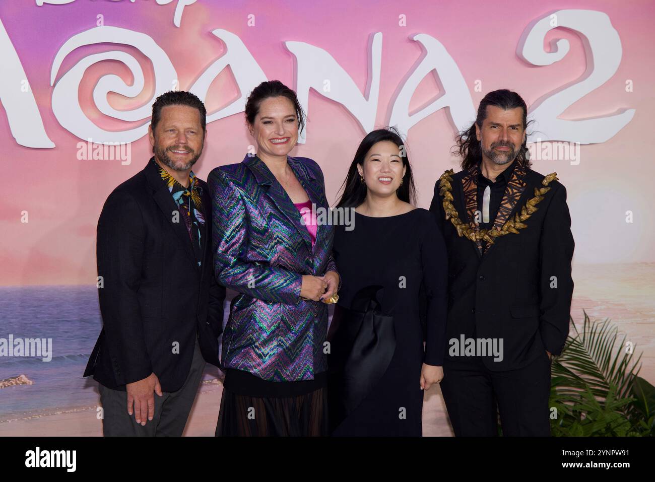 London, UK. Jason Hand, Dana Ledoux, Christina Chen and David Derrick Jr, at the Moana 2 film ...