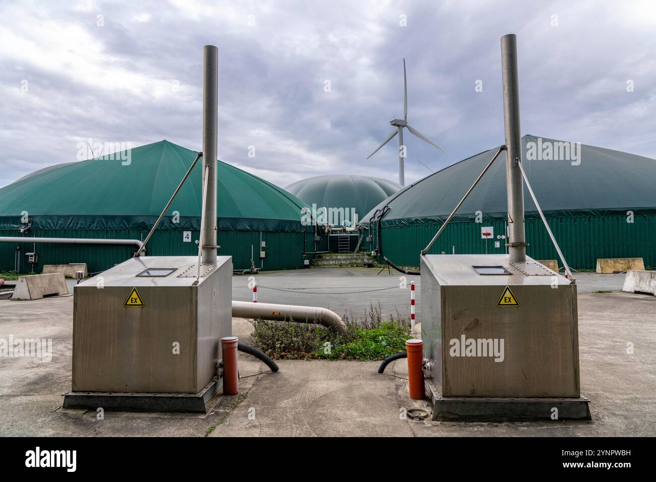Biogas plant, the gas is produced from various biomass, including waste ...