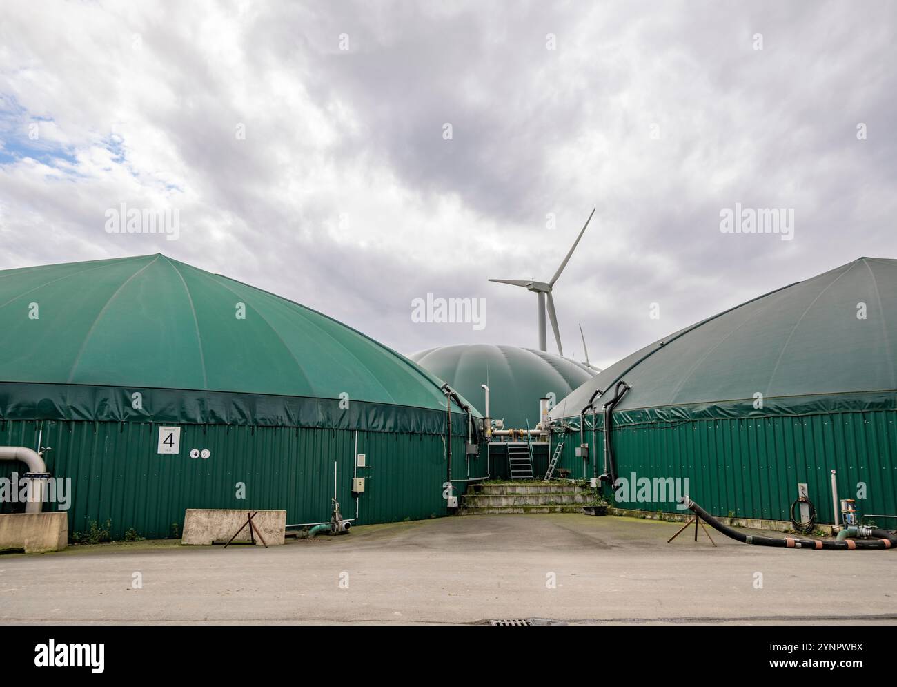 Biogas plant, the gas is produced from various biomass, including waste ...
