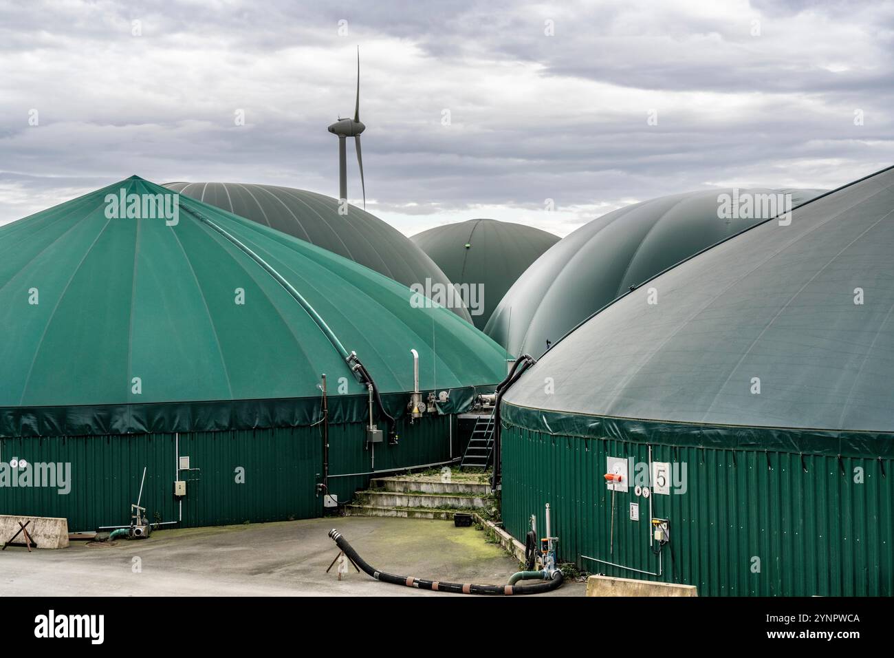 Biogas plant, the gas is produced from various biomass, including waste ...