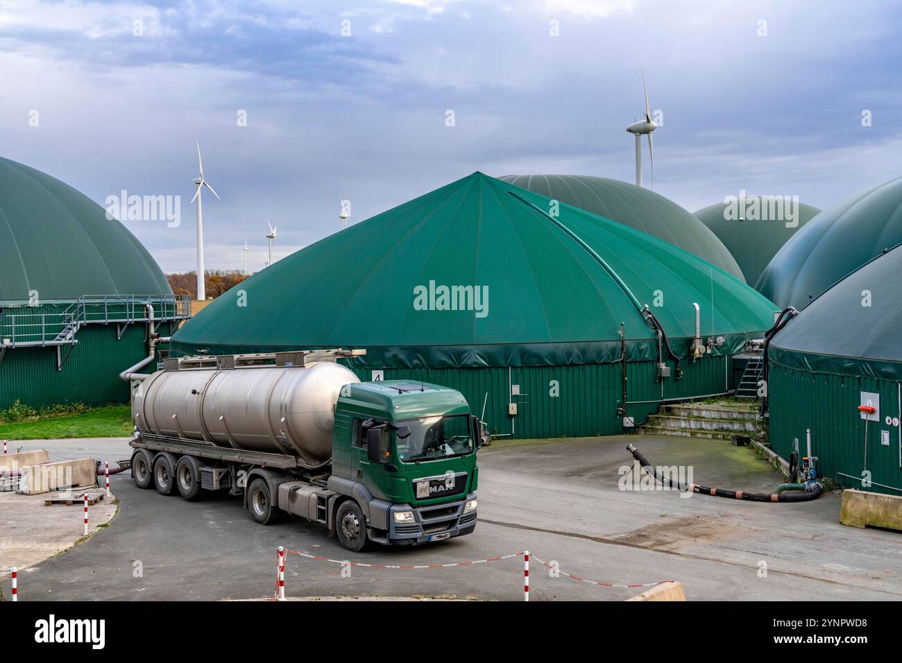 Biogas plant, the gas is produced from various biomass, including waste ...