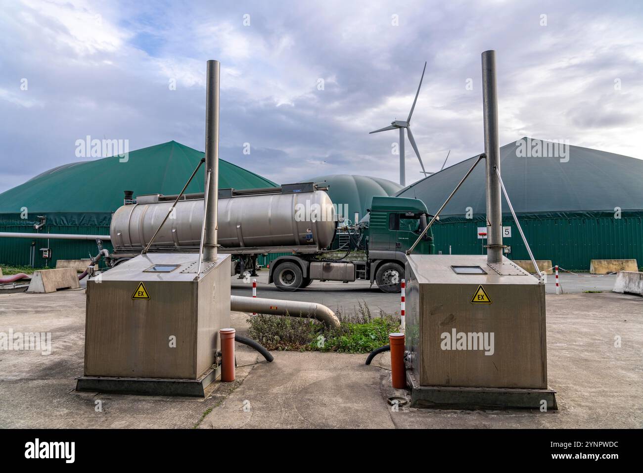 Biogas plant, the gas is produced from various biomass, including waste ...