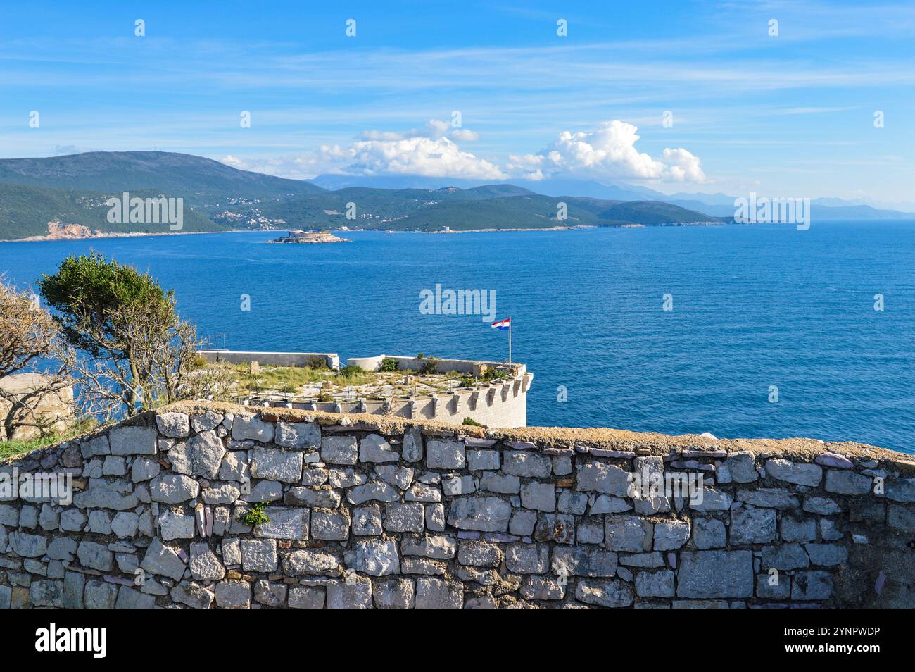View from Prevlaka fortress at Kotor bay. Prevlaka is croatian ...