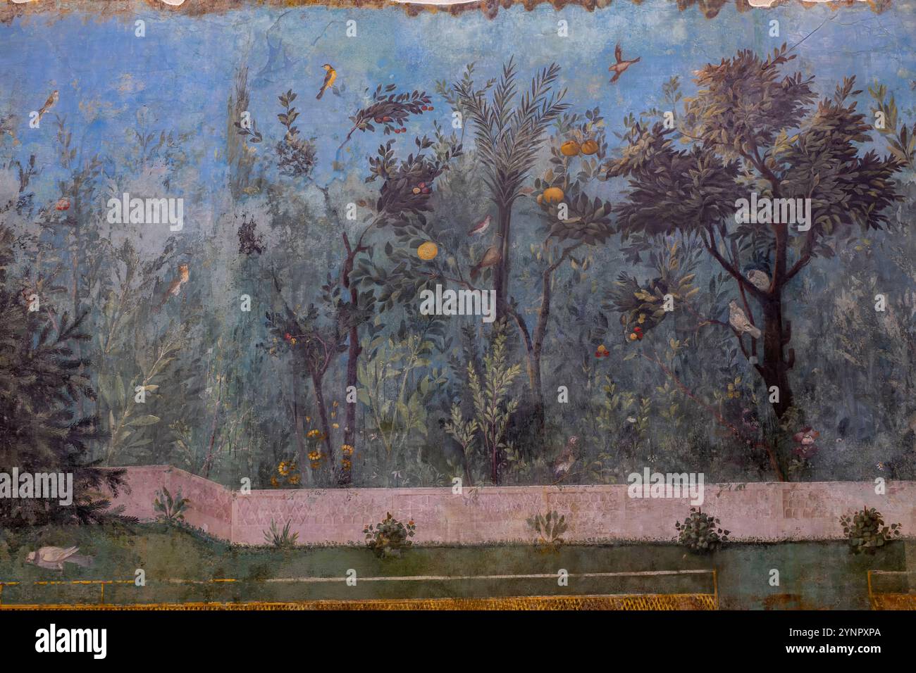Rome. Italy. Fresco depicting scenes of a garden from Villa Livia of ...