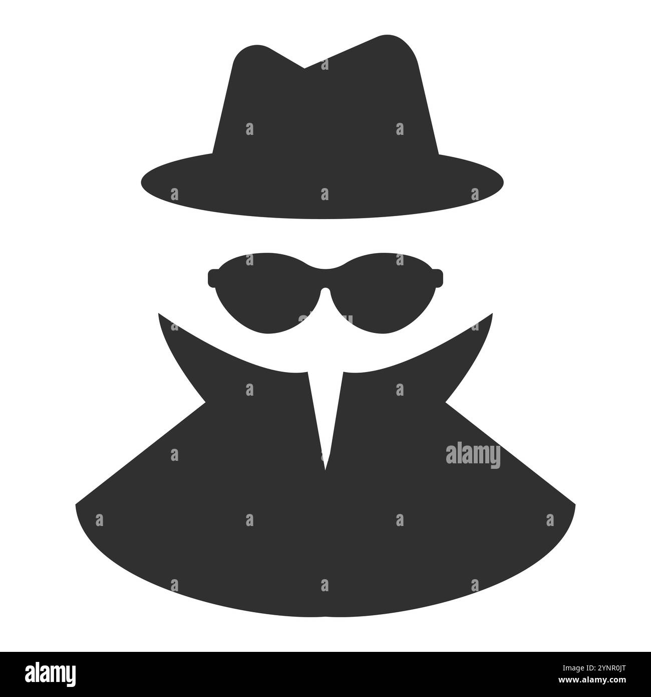 Incognito icon, mystery secret spy or detective silhouette, figure with ...