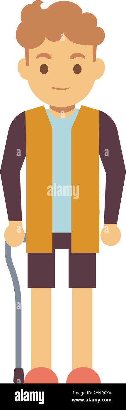 Boy with walking cane. Handicapped kid. Disability icon Stock Vector ...