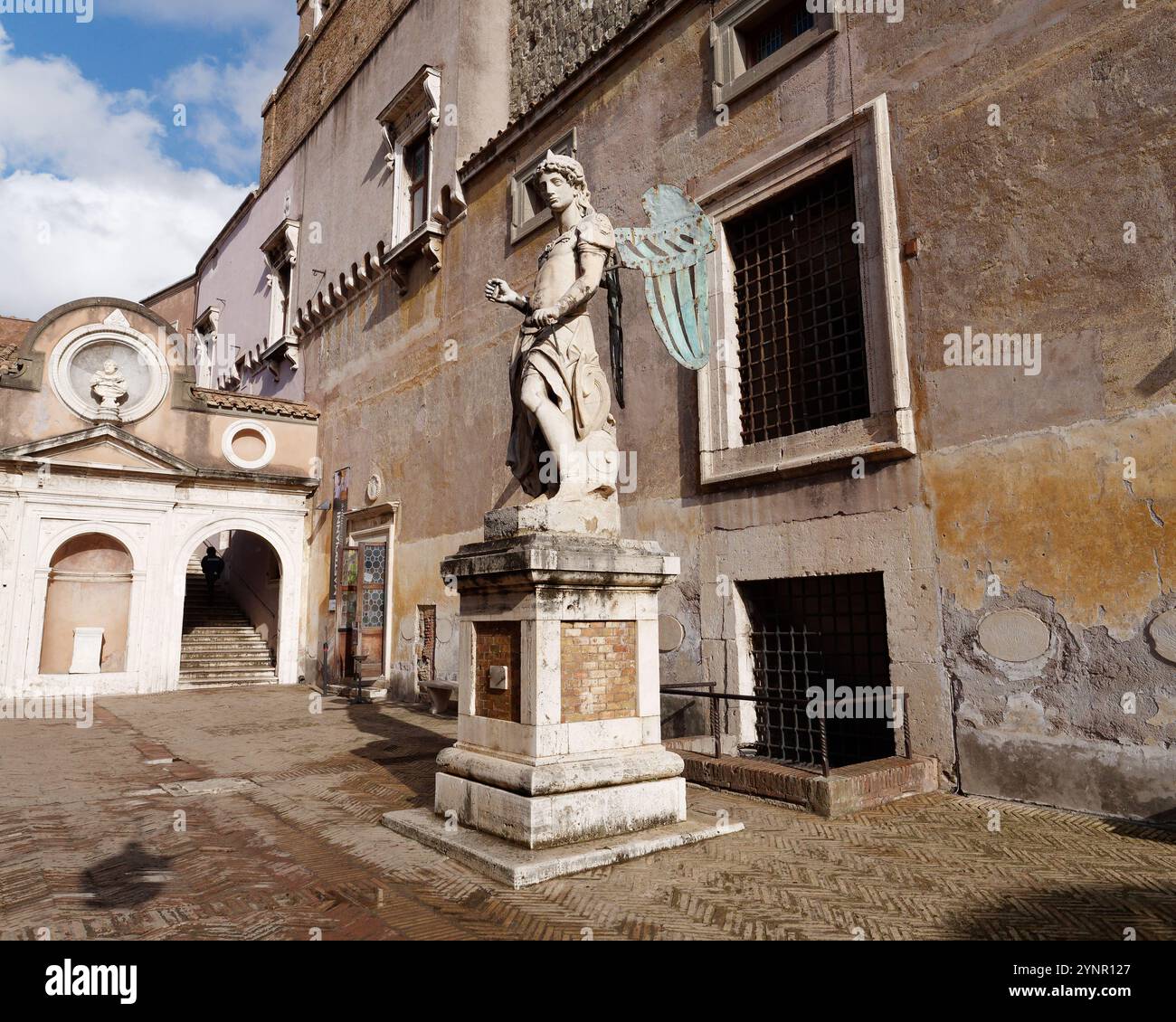 Angel Statue with wings in a Courtyard inside Castel Sant'Angelo ...