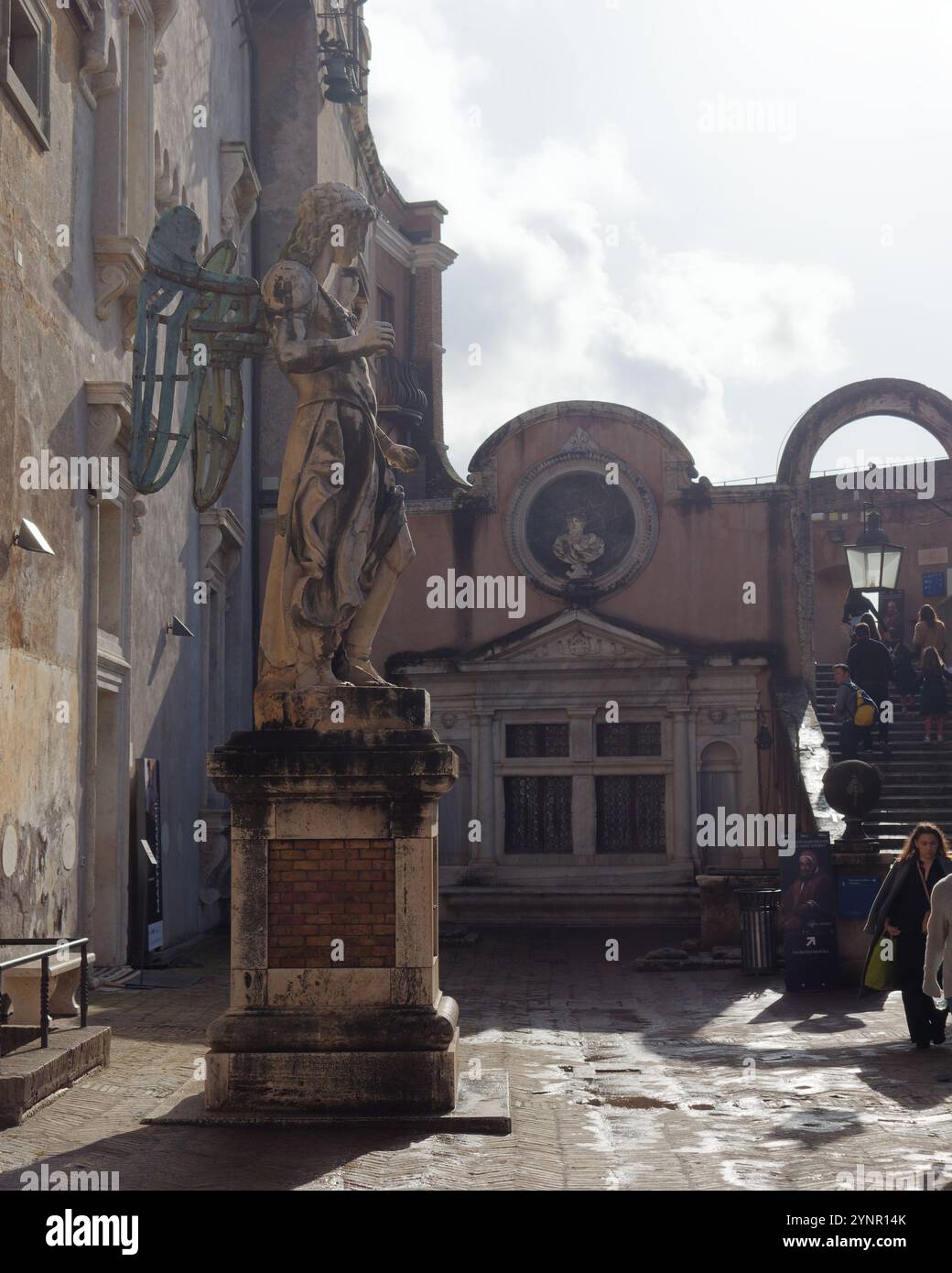 Angel Statue with wings in a Courtyard inside Castel Sant'Angelo ...