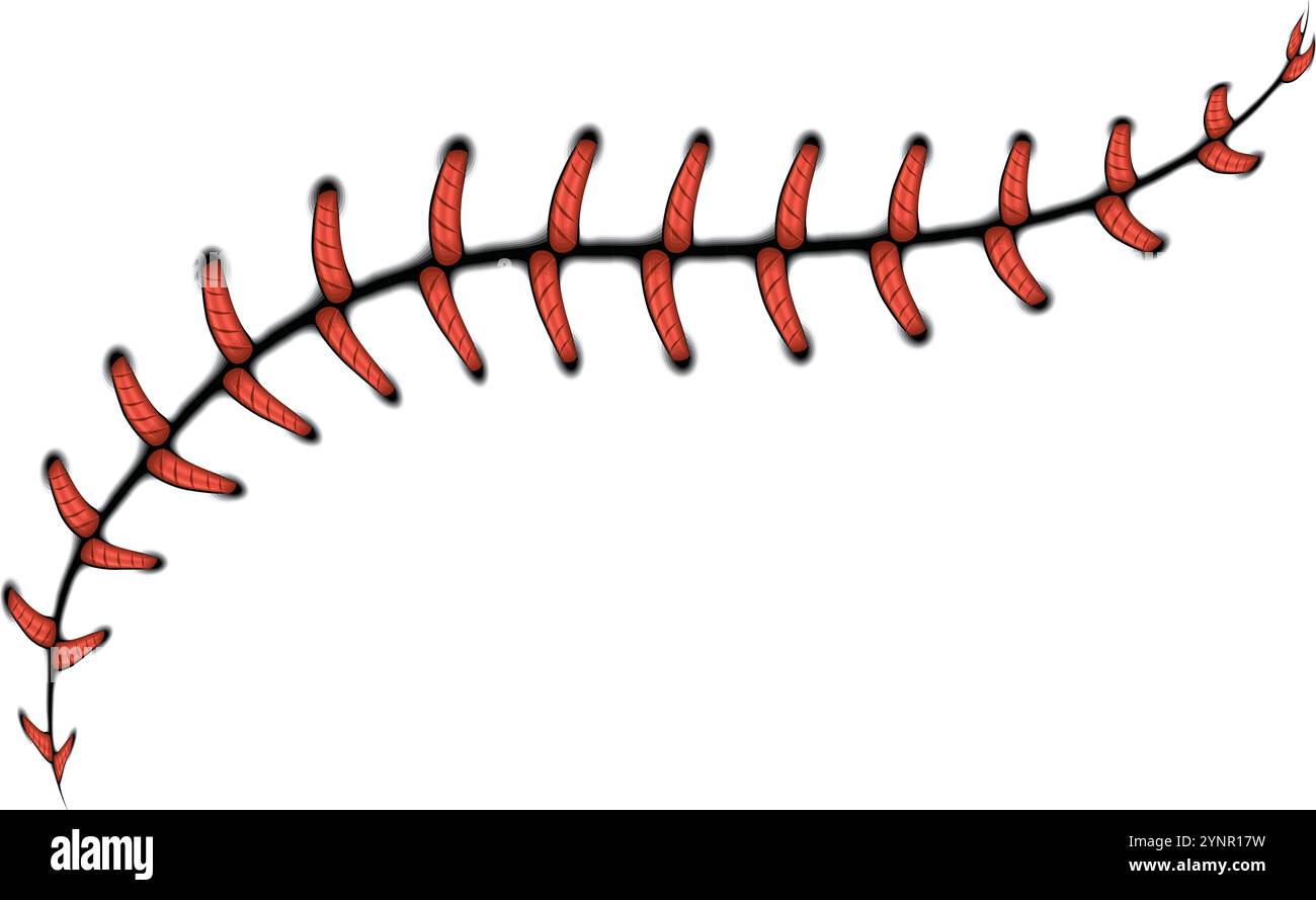 Baseball stitch. Softball ball red thread seam Stock Vector Image & Art ...