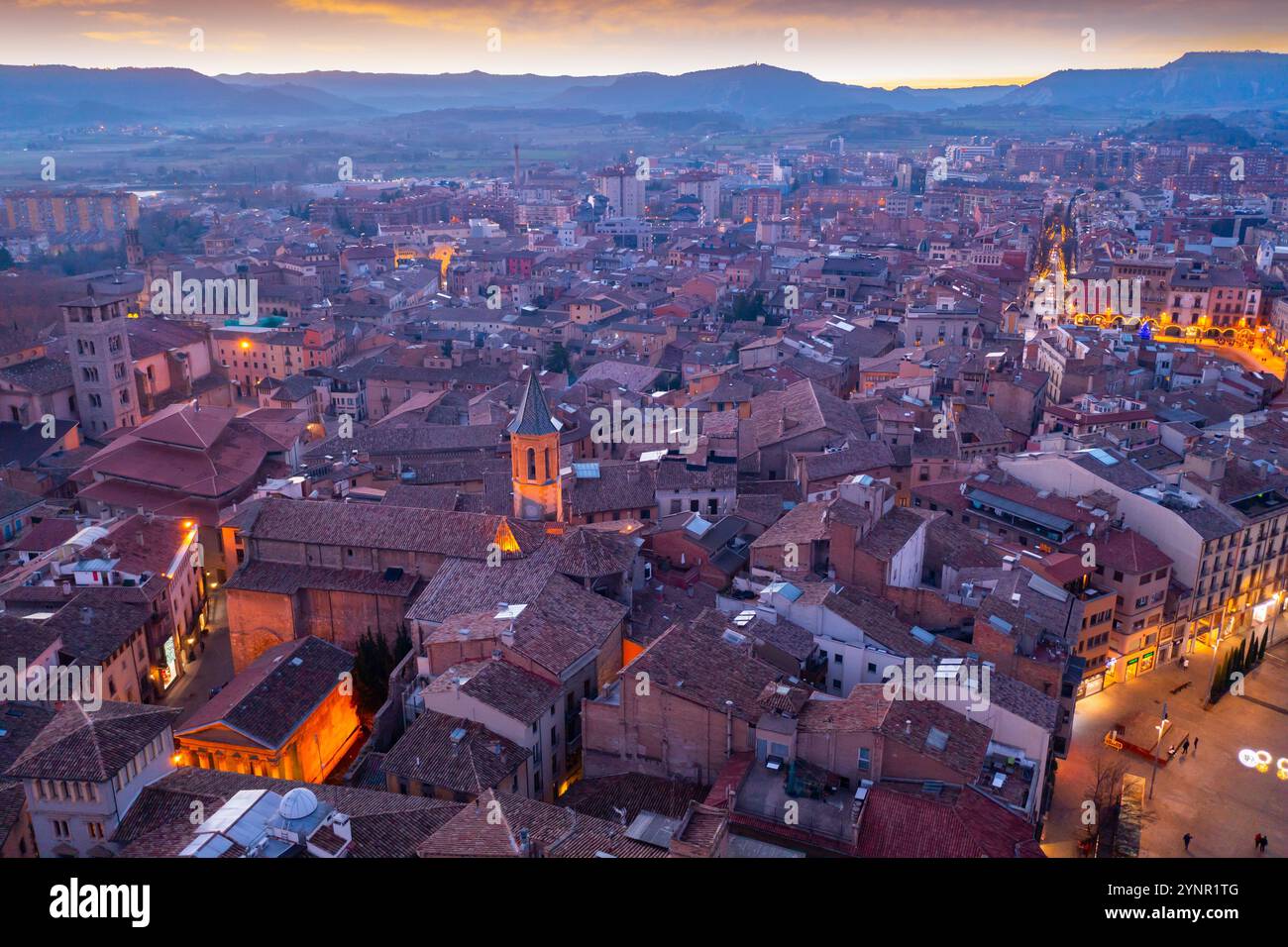 Aerial view of Vic town with ancient cathedral on winter twilight Stock ...